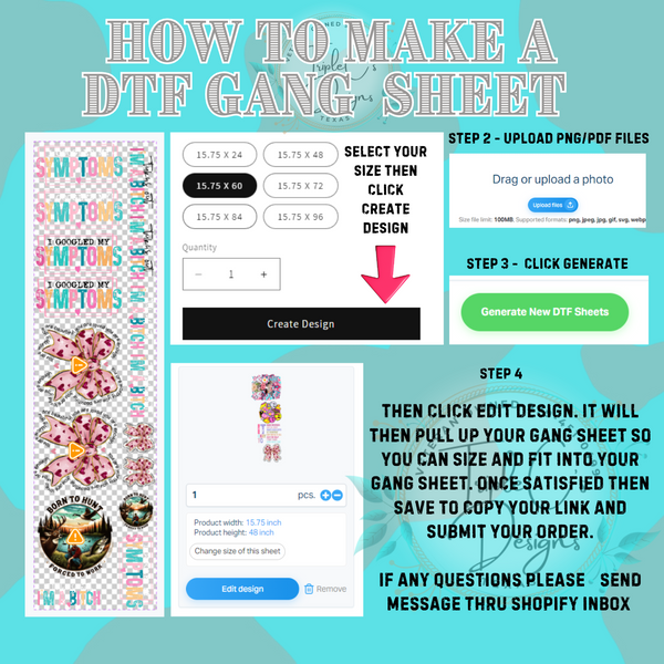 UVDTF Gang Sheet Builder (STICKER DECALS) – Triple C's Designs